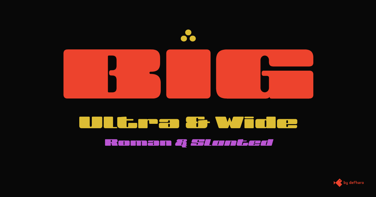 BIG, Ultra Wide Display. 02 Fonts: Roman & Slanted.