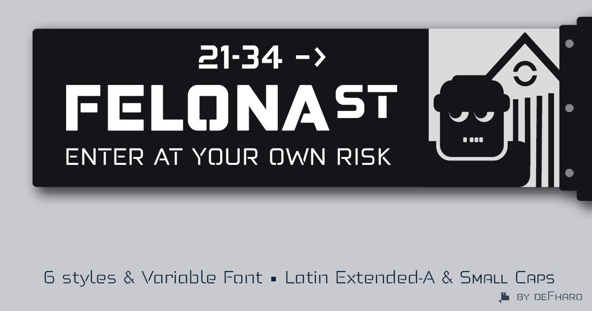 Felona st. tipografía Sans & Neo-Stencil en 6 estilos con Versalitas